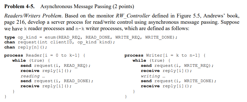 Problem 4-5. Asynchronous Message Passing (2 points) | Chegg.com