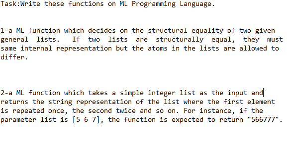 Task Write These Functions On Ml Programming