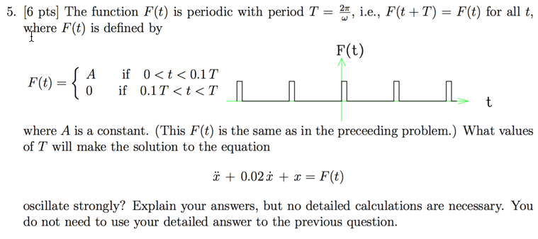 Solved The function F(t) is periodic with period T = | Chegg.com