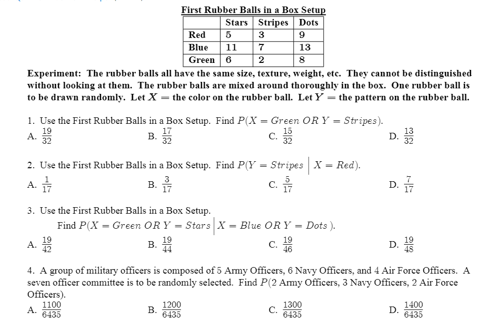 Solved First Rubber Balls in a Box Setu Stars Stripes Dots | Chegg.com
