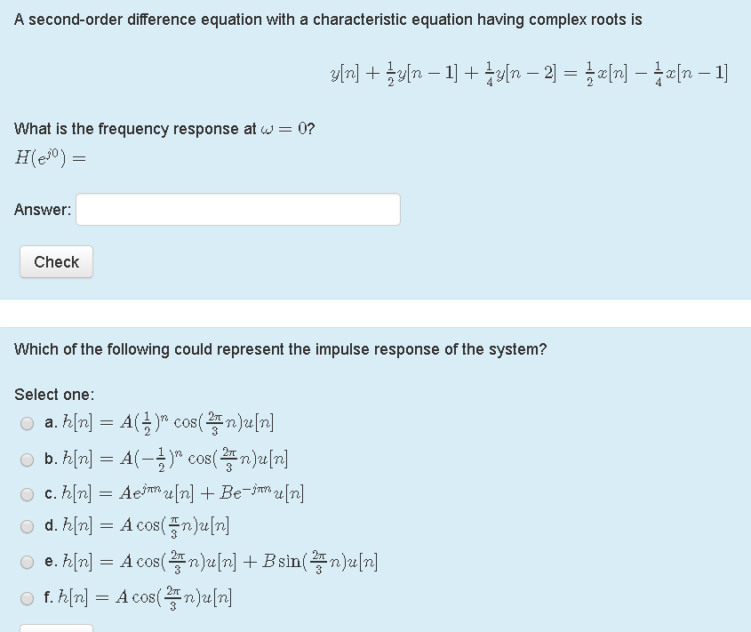 Solved A Second Order Difference Equation With A