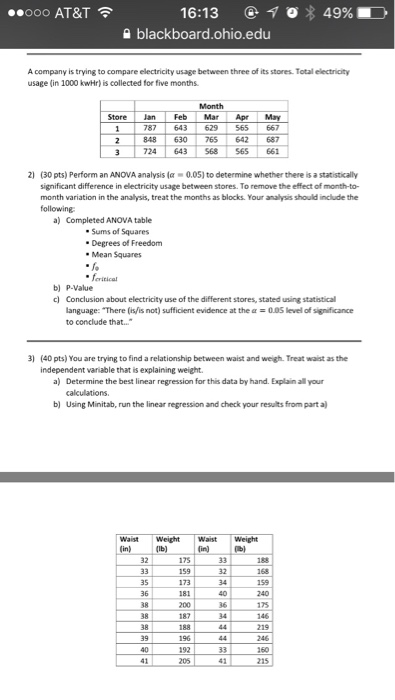 use excel or minitab to do it?please | Chegg.com