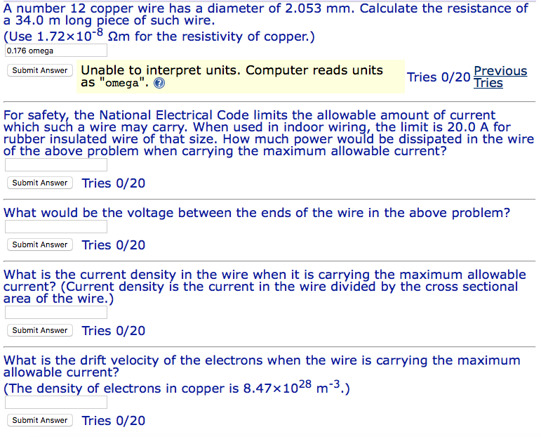 Solved A number 12 copper wire has a diameter of 2.053 mm. | Chegg.com