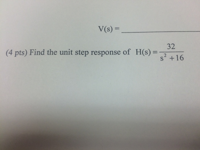 Solved 32 (4 pts) Find the unit step response of H(s) 2 + 16 | Chegg.com