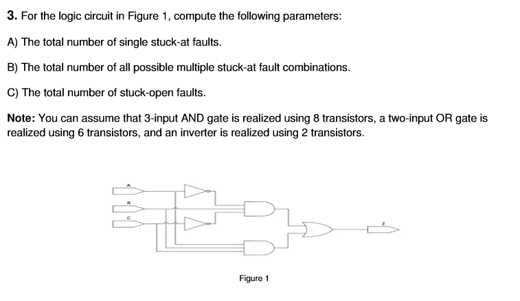 Solved 3. For the logic circuit in Figure 1, compute the | Chegg.com