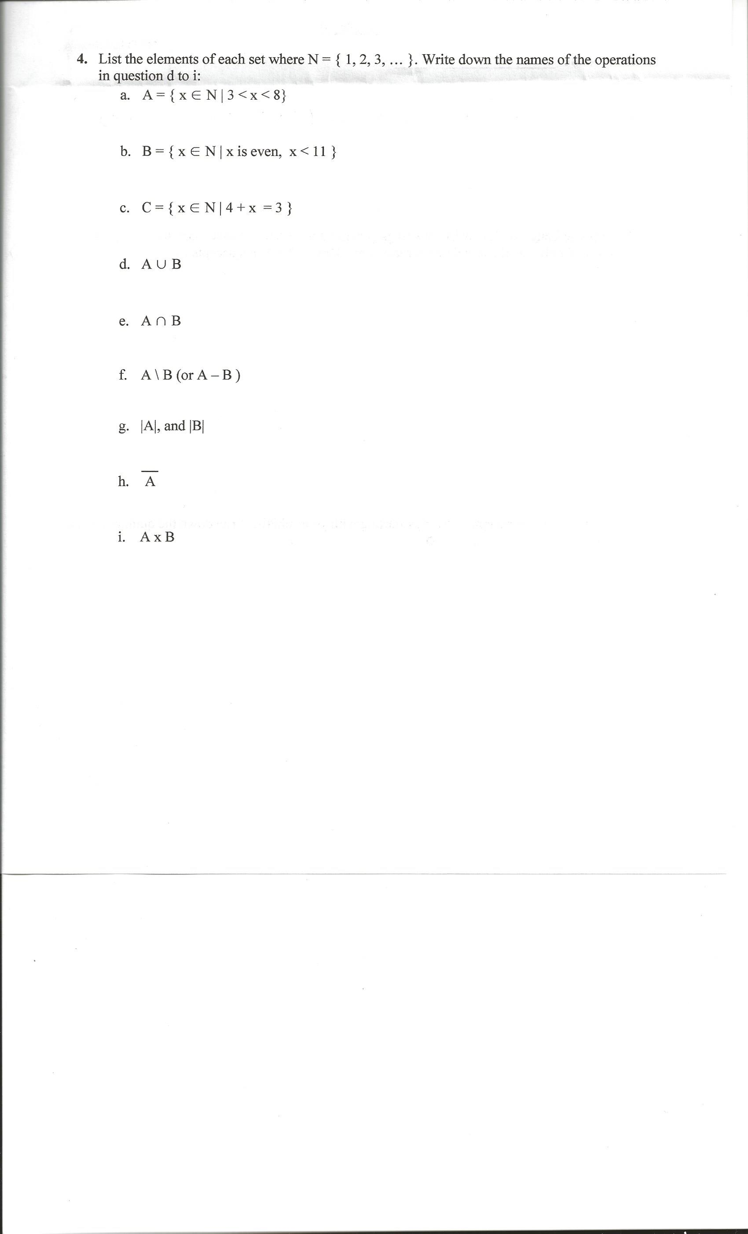 Solved List the elements of each set where N = {1, 2, 3, }. | Chegg.com