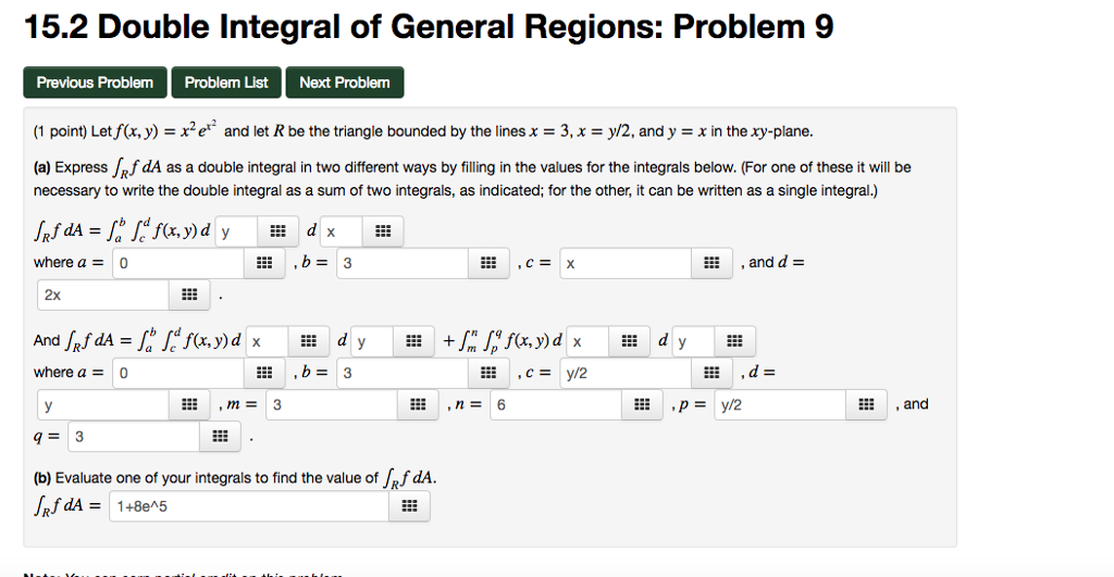 Solved 15.2 Double Integral of General Regions: Problem 9 | Chegg.com
