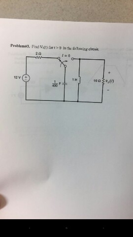 Solved Find V_ (0) for t > 0 in the following circuit. | Chegg.com