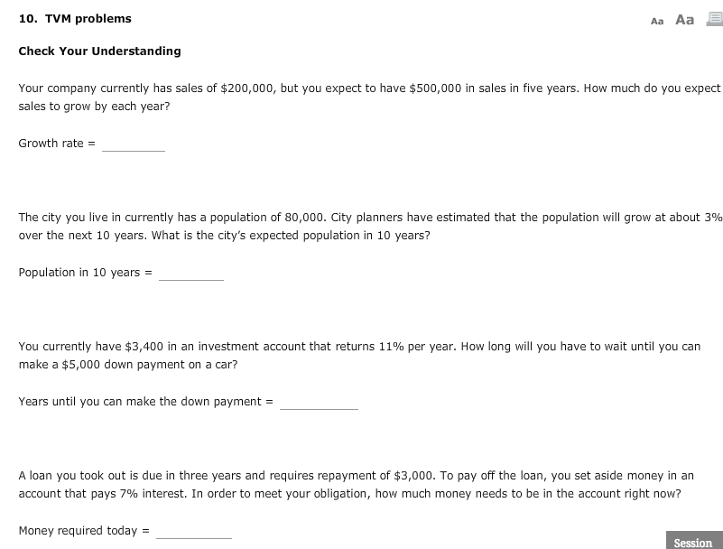 Solved 10. TVM problems Check Your Understanding Your | Chegg.com