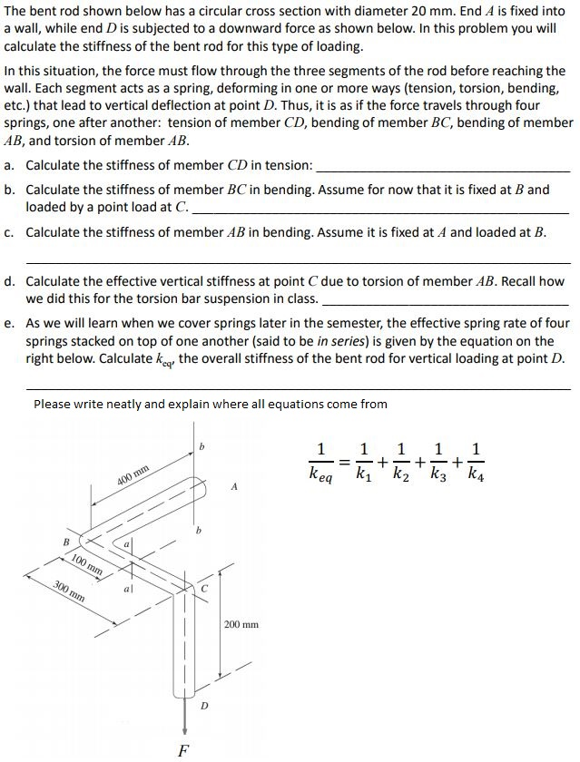 Solved The bent rod shown below has a circular cross section | Chegg.com