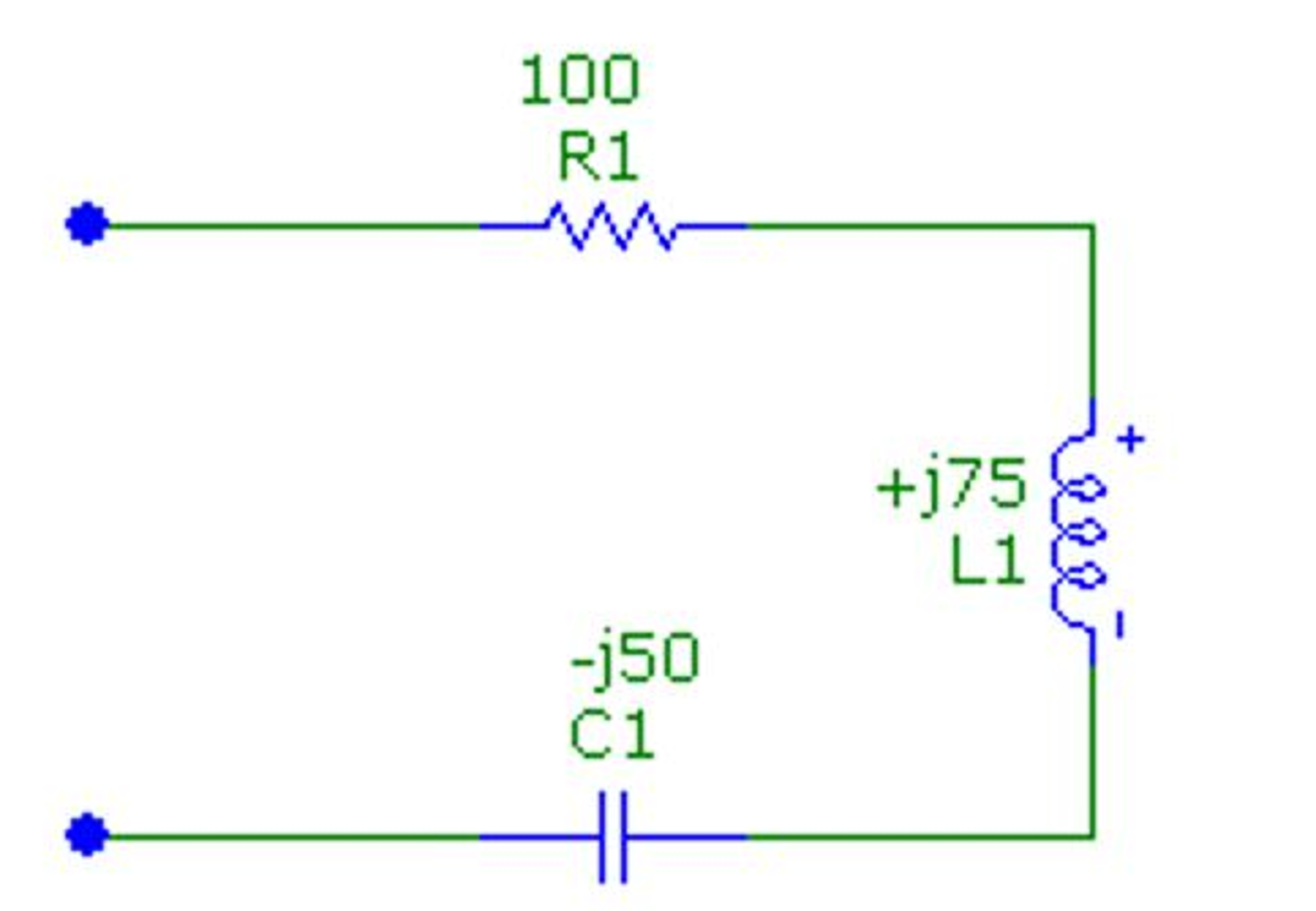 Solved Find the impedance of this series circuit between the | Chegg.com