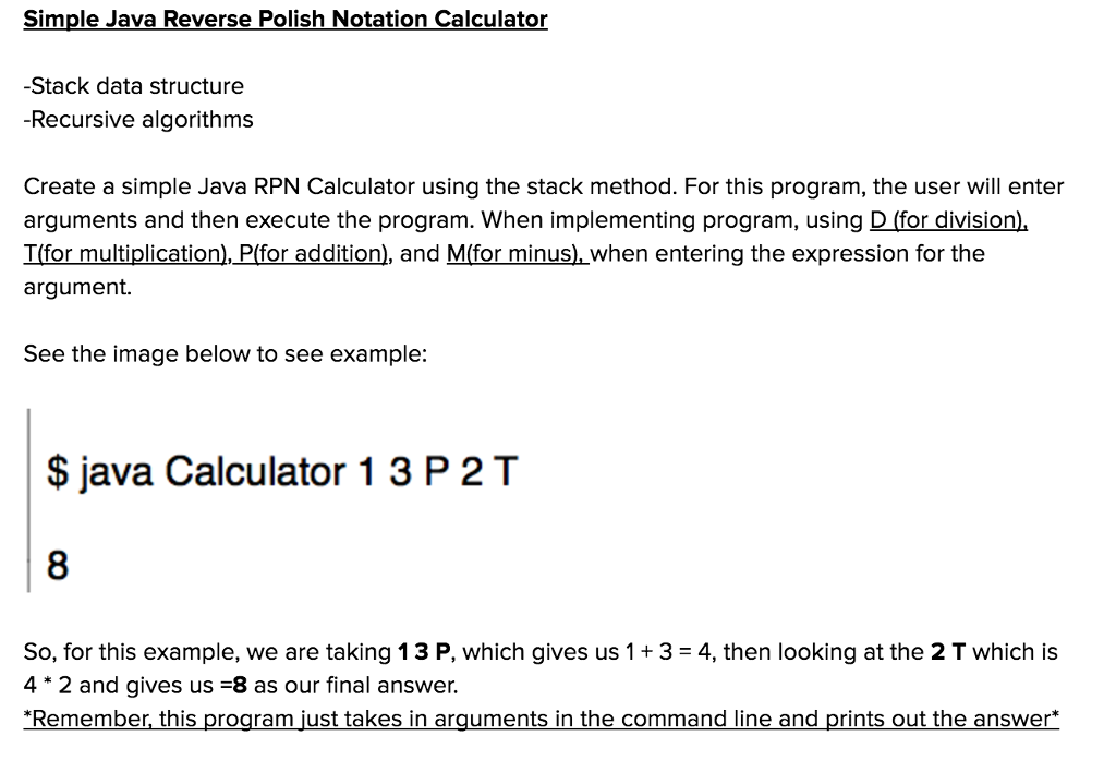 Solved Java Programing Language- doing a Reverse Pollish | Chegg.com