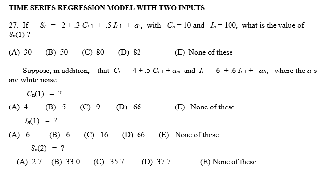 TIME SERIES REGRESSION MODEL WITH TWO INPUTS 100, | Chegg.com
