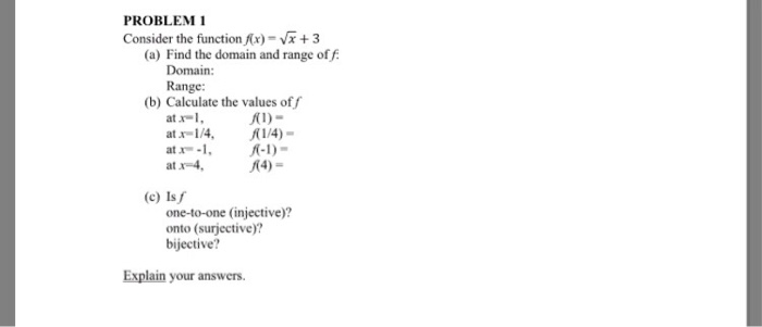 Solved Consider the function f(x) = Squareroot x + 3 Find | Chegg.com