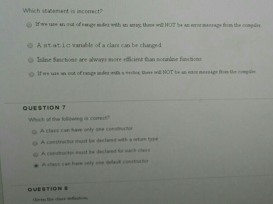 Solved Which Statement Is Incorrect If We Use An Out Of 