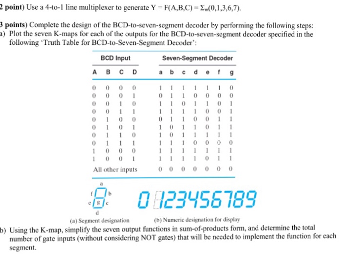 Solved Use a 4-to-1 line multiplexer to generate Y = F(A, B, | Chegg.com