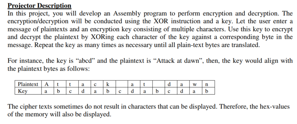 Projector Description n this project, you will | Chegg.com