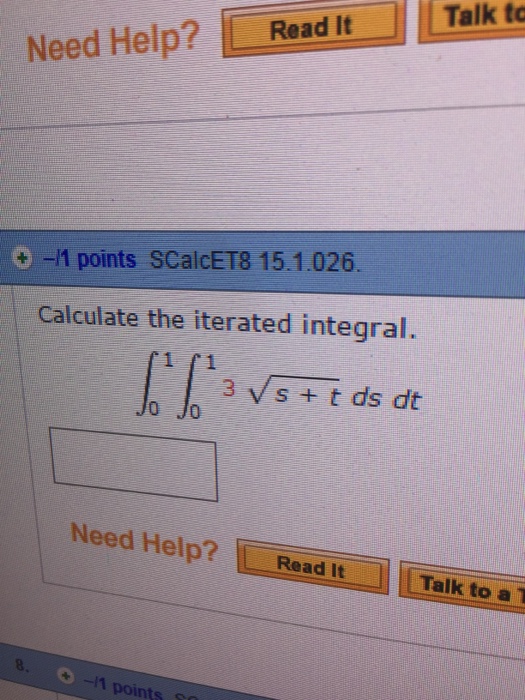 Solved Calculate the iterated integral. integral^1_0 | Chegg.com