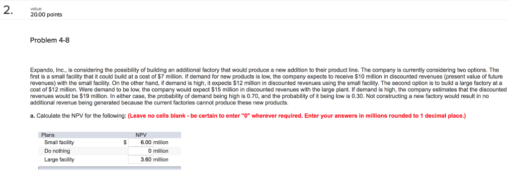 Solved 2 ints 20.00 points Problem 4-8 Expando, Inc., is | Chegg.com