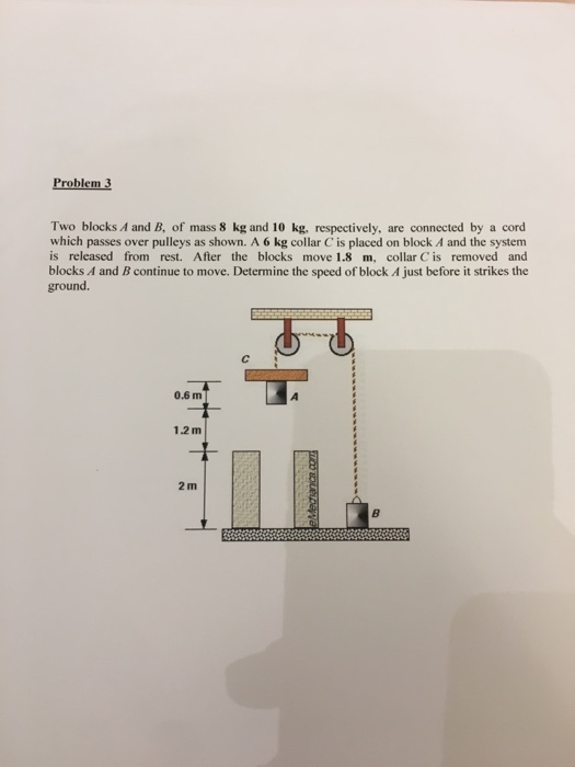 Solved Two Blocks A And B Of Mass 8 Kg And 10 Kg