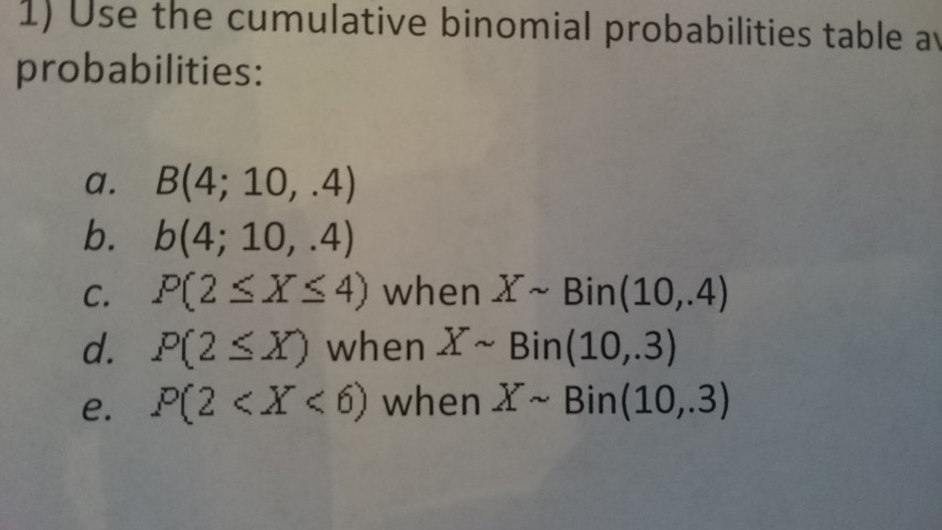 Solved Compute the following binomial probabilities using | Chegg.com