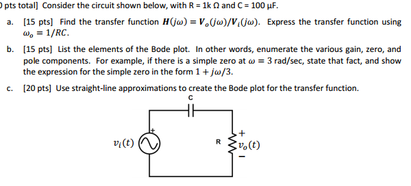 Solved Consider the circuit shown below, with R = 1k ? and | Chegg.com