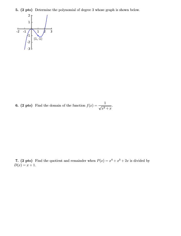 Solved Determine the polynomial of degree 3 whose graph is | Chegg.com