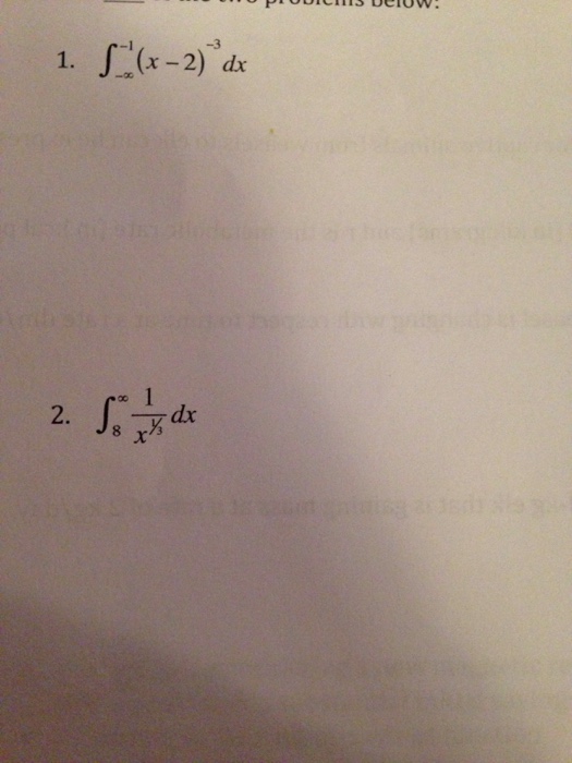 Solved integral_-infinity^-1 (x - 2)^-3 dx | Chegg.com