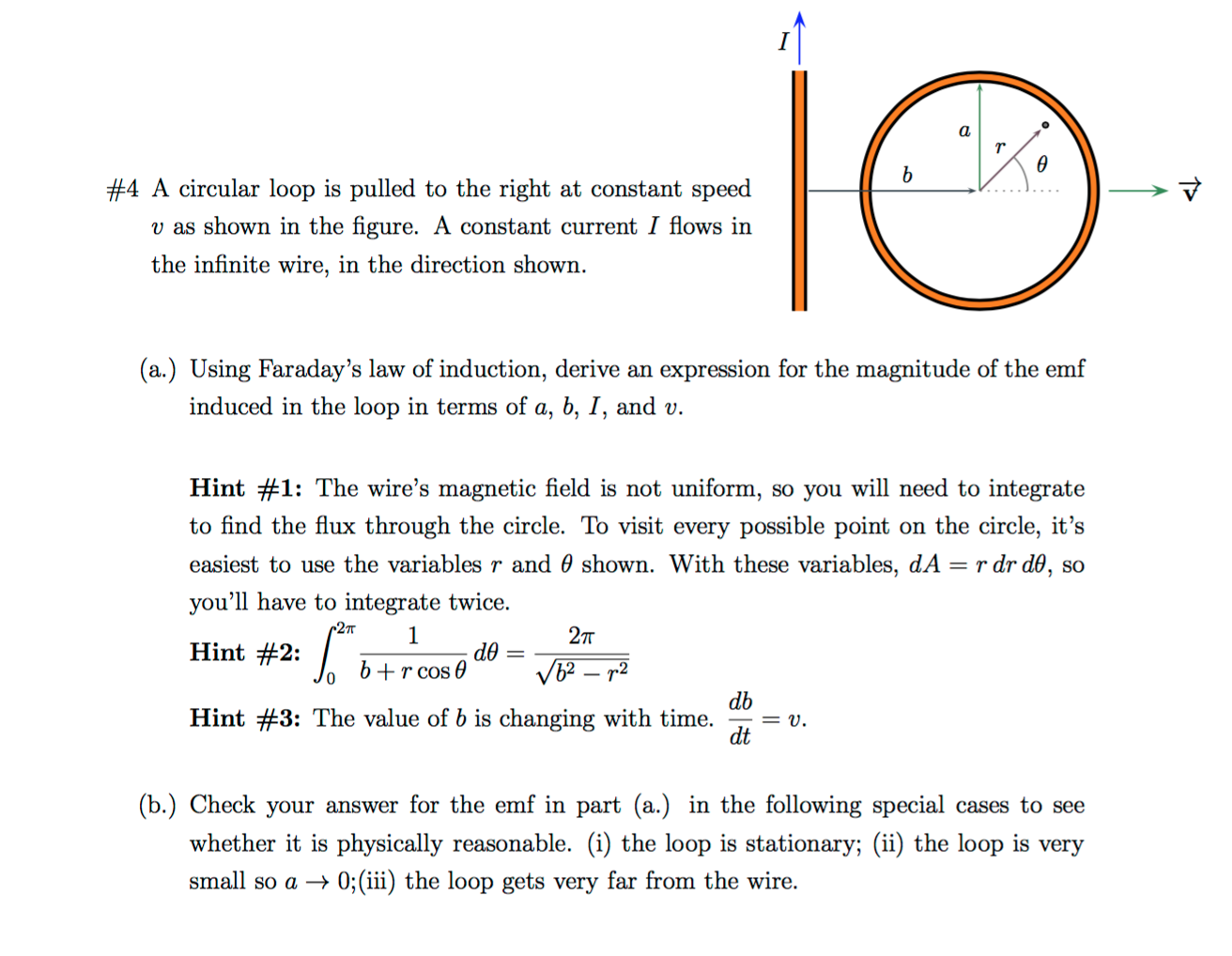 Solved A circular loop is pulled to the right at constant | Chegg.com