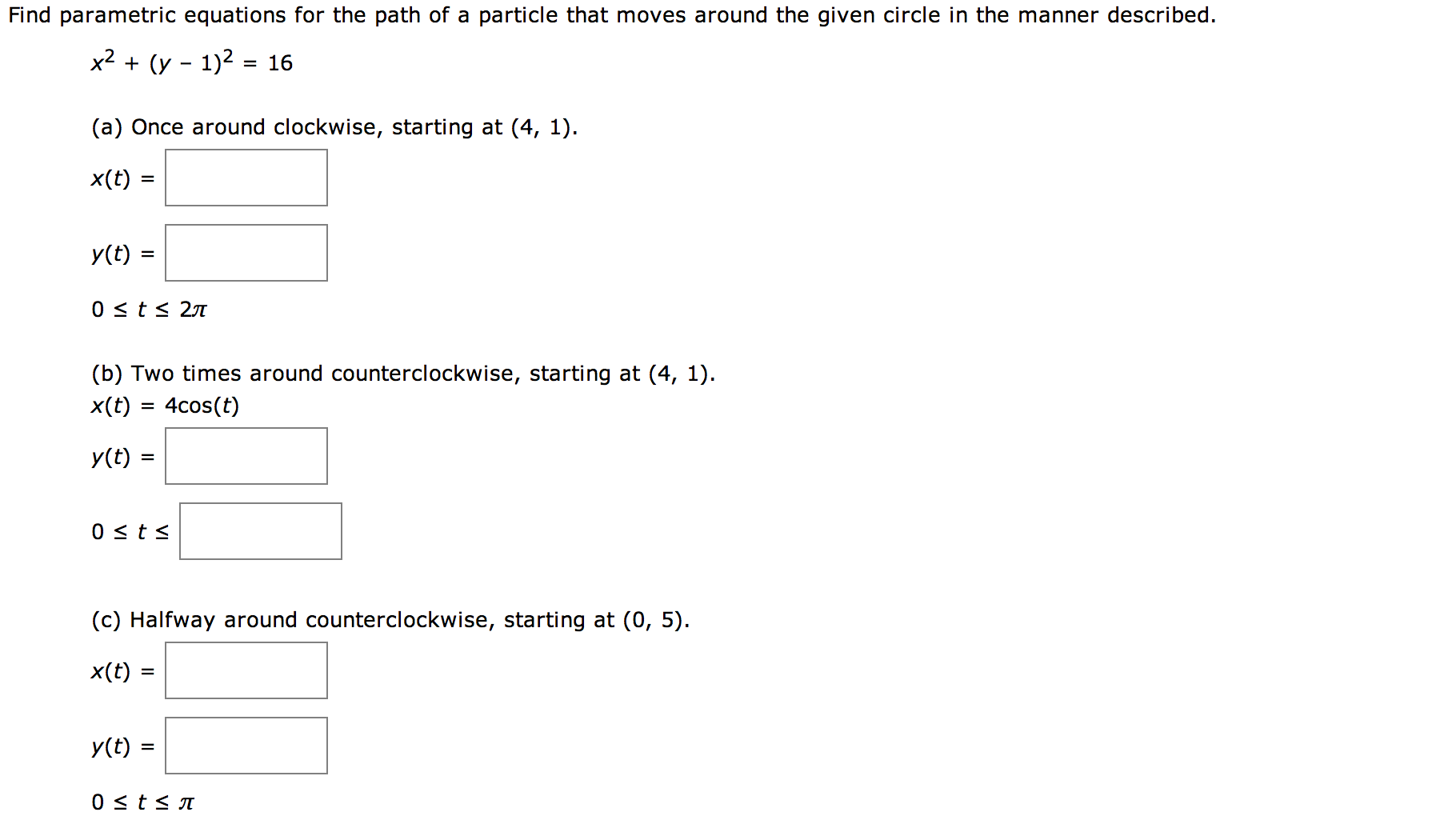 Solved Find parametric equations for the path of a particle | Chegg.com