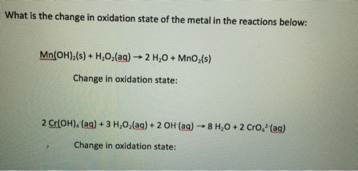 Solved What is the change in oxidation state of the metal in | Chegg.com