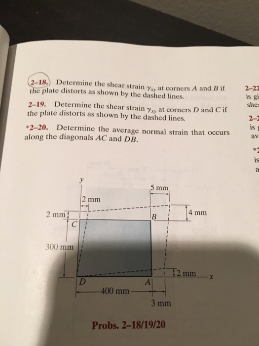 Solved Determine the shear Strain y_xy at corners A and B if | Chegg.com