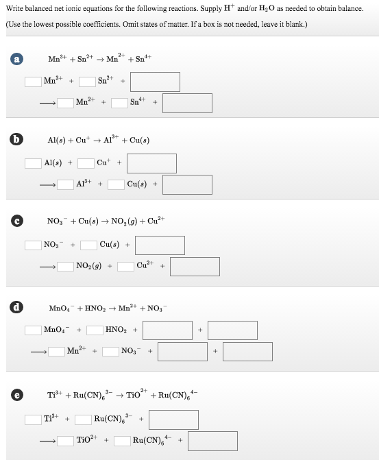 Solved Write balanced net ionic equations for the following | Chegg.com