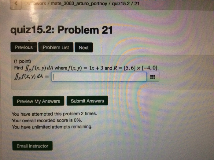 Solved Find Integral Integral Rf x Y DA Where F x Y 1x Chegg