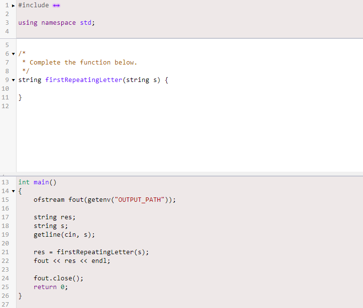 Solved Complete the function firstRepeatingLetter in your | Chegg.com