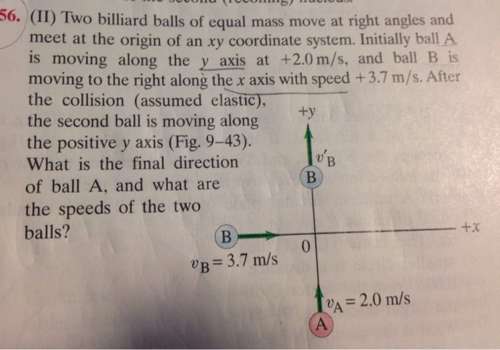 Solved 6. (II) Two billiard balls of equal mass move at | Chegg.com