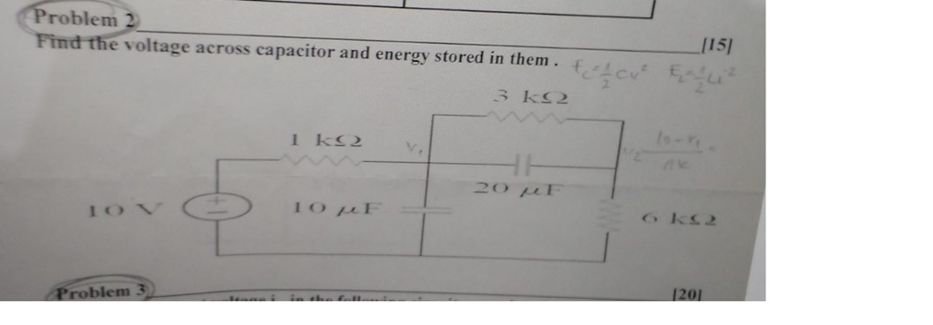 Solved Find the voltage across capacitor and energy stored | Chegg.com