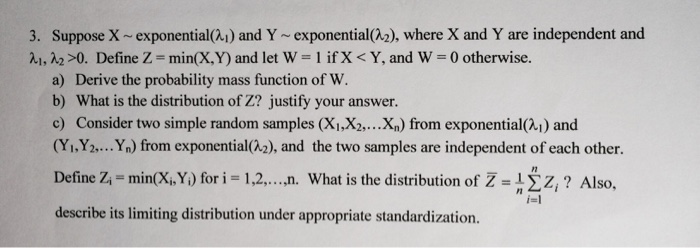 Suppose X ~ Exponential(lambda_1) And Y ~ Exponent... | Chegg.com