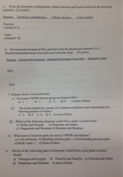 Solved Write the electronic configuration, valence electron | Chegg.com