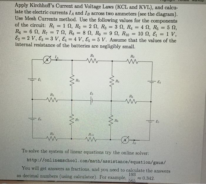 Solved Apply Kirchhoff's Current and Voltage Laws (KCL and | Chegg.com