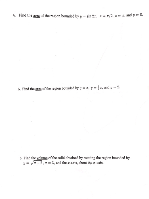 Solved Find The Area Of The Region Bounded By Y Sin 2x X
