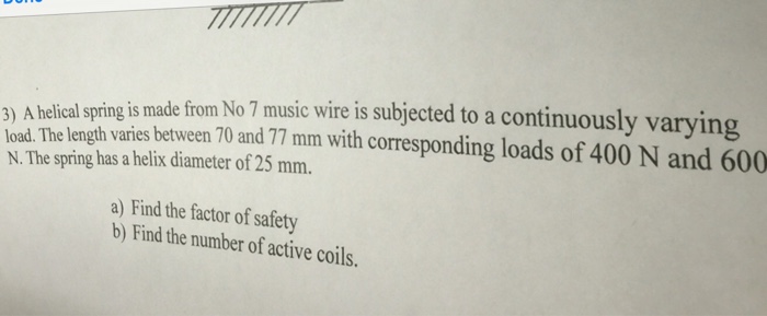 Solved A helical spring is made from No 7 music wire is | Chegg.com