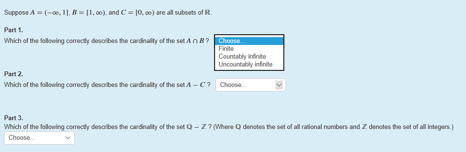 Solved Part 1 Suppose A, B and C are finite sets. Suppose A | Chegg.com