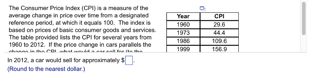 Solved The Consumer Price Index (CPI) is a measure of the | Chegg.com