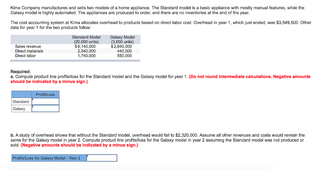 Solved Kima Company manufactures and sells two models of a | Chegg.com
