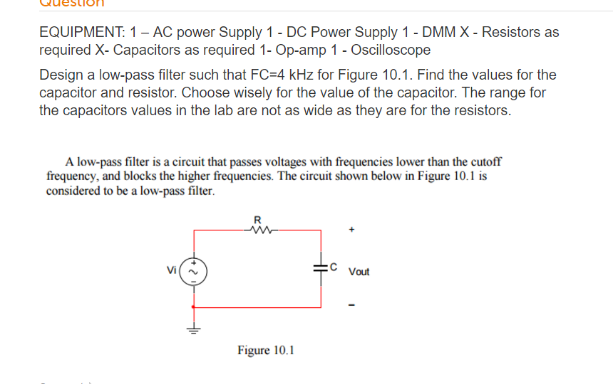 Solved Design a low-pass filter such that FC=4 kHz for | Chegg.com