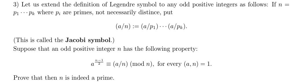 Solved 3) Let us extend the definition of Legendre symbol to | Chegg.com
