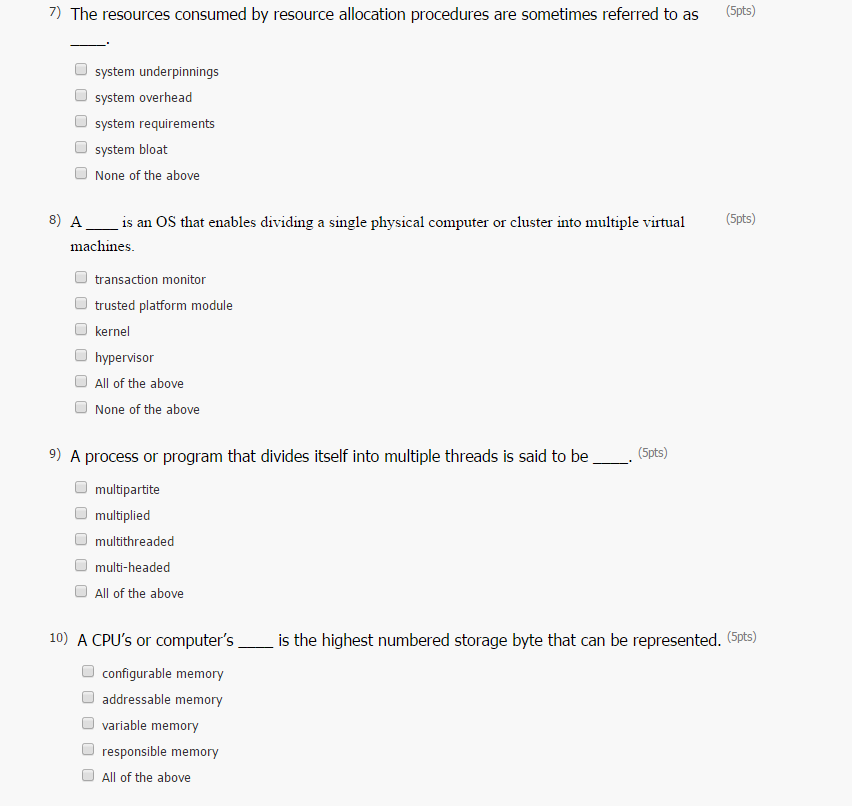 Solved Exam 1) Operating systems are organized internally | Chegg.com