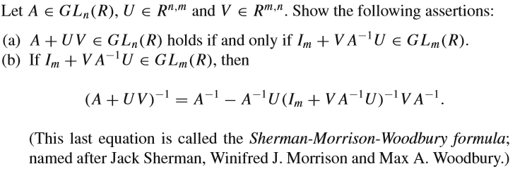 Solved Let A elementof GL_n (R), U elementof R^n, m and V | Chegg.com