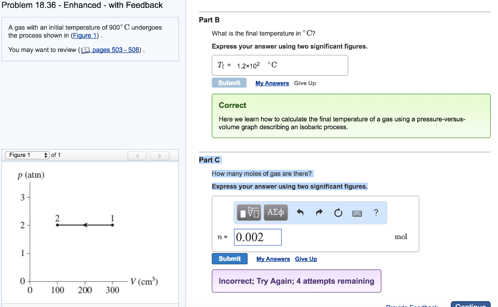 Solved Problem 18.36 - Enhanced with Feedback Part B A gas | Chegg.com